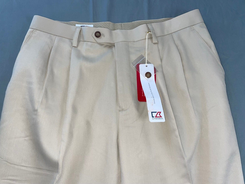 Cutter & Buck Double Pleat Microfiber Dress Pants, Slacks. Beige, 34X32 ...
