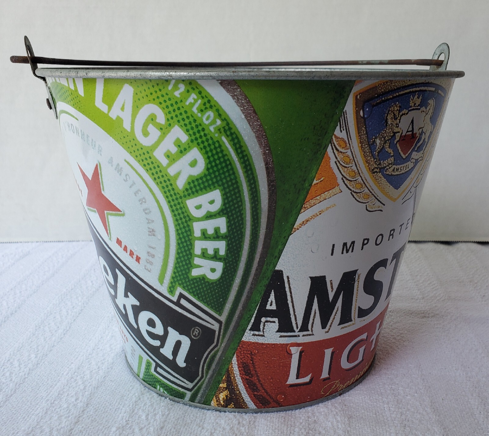 Heineken Amstel Light Beer Ice Bucket Galvanized 7 Inch 5 Qt Handle | eBay