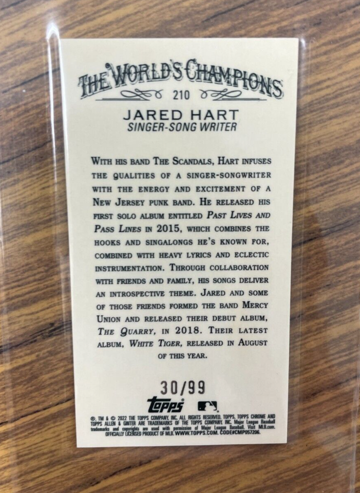 2022 Allen and Ginter Chrome Jared Hart Mini Green Refractor /99 #210 ...