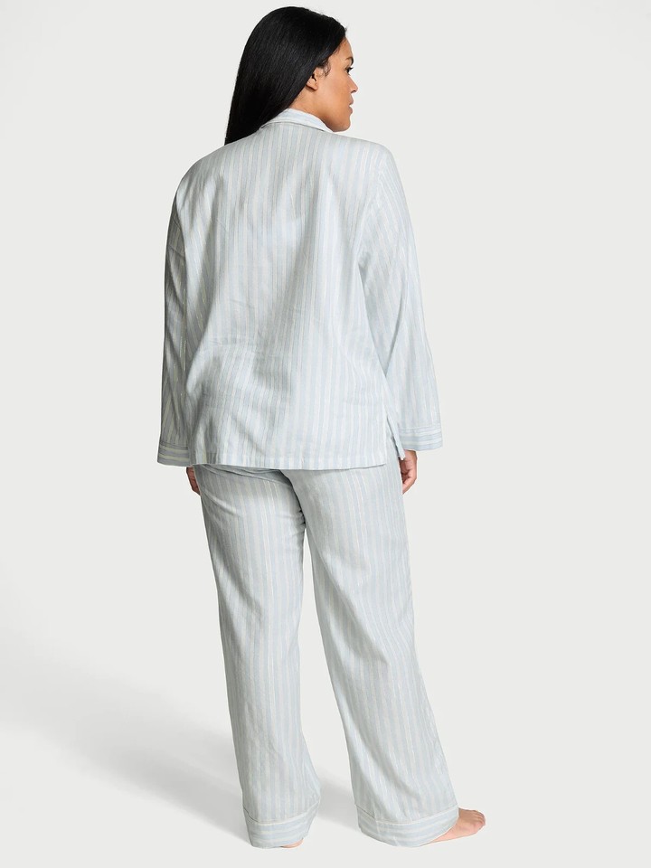 VICTORIA'S SECRET FLANNEL SOFT SKY STRIPES BLUE STRIPE PAJAMAS SET PJS ...