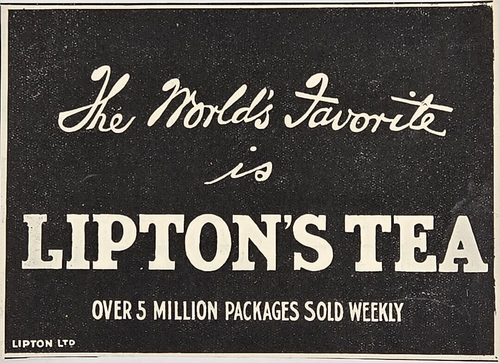1912 Lipton Tea Print Ad The World's Favorite Lipton's Tea Beverage ...