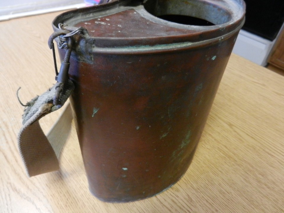 1900's Copper Minnow Bucket/Pail/ Canister W/Straps 10" X 11"X 5 ...