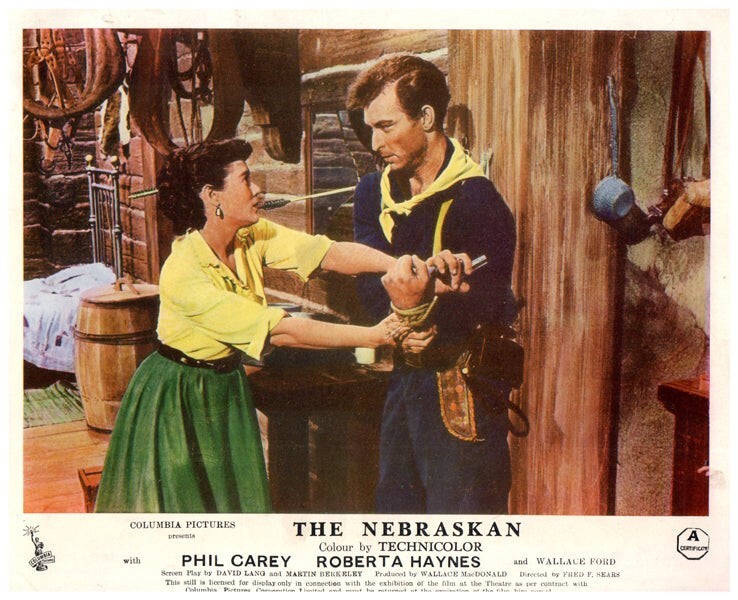 The Nebraskan Original Lobby Card Roberta Haynes Lee Van Cleef holding ...
