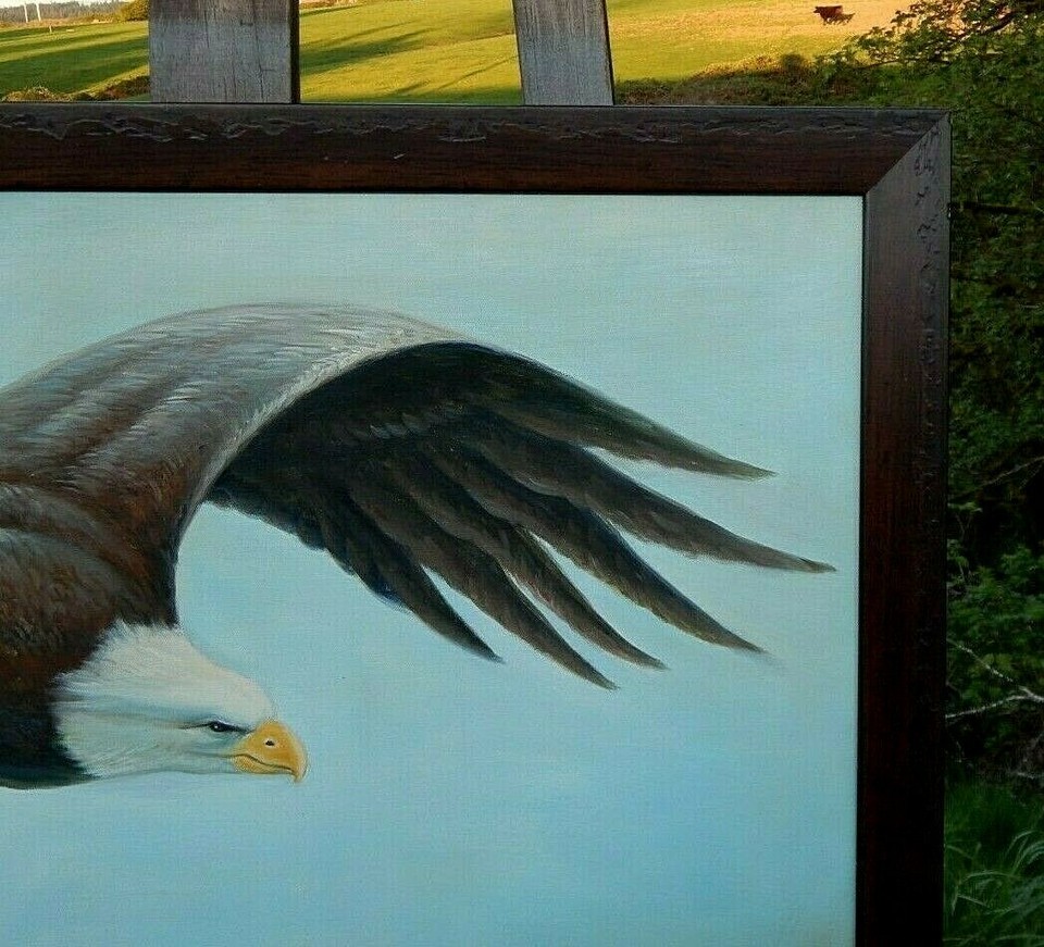 Majestic American Eagle in Flight, an Original Oil Painting. Excellent ...
