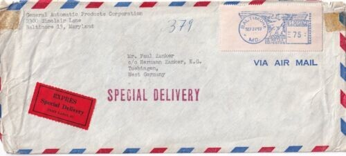 United States 1959 Baltimore MD-Tuebingen Air Mail Cover Baltimore ...
