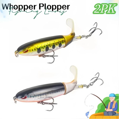 2PK Lot Fishing Lures Bait Whopper Plopper Topwater Float Rotating Tail ...