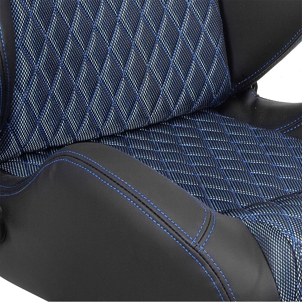 1 Pair Black&Blue Racing Seats PU Leather Reclinable Sport Bucket W/2 ...