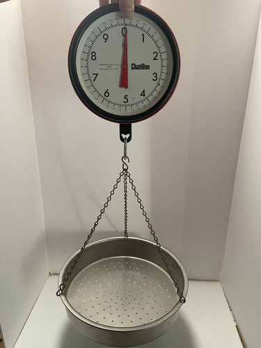 Vintage Chatillon Red 20 Lb Hanging Produce Grocery Scale W/ Basket Or ...