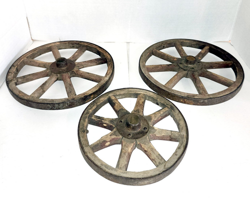 Antique Wood 8 Spoke Wheels With Iron Rims 10" & 8" For Wagon Or Goat ...