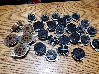 28pc NOS Lot VTG OCTAL 8 Pin Tube SOCKETS New CINCH AMPHENOL 6L6 6V6 ...