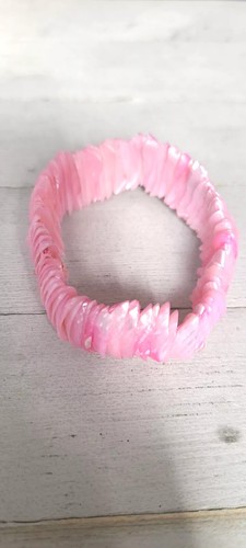 Beautiful Light Pink Shell Bracelet Stretch Dainty 7" Girls Ladies ...