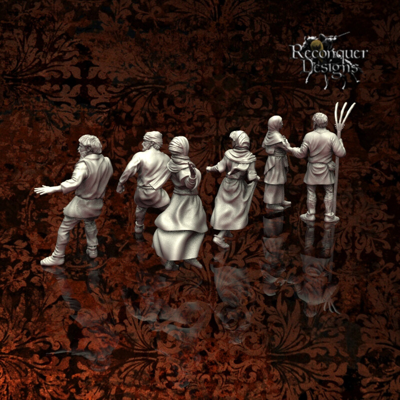 Villagers Set A - 28mm (1/56), 6 Figures, Wargames & Collectors MESBG ...