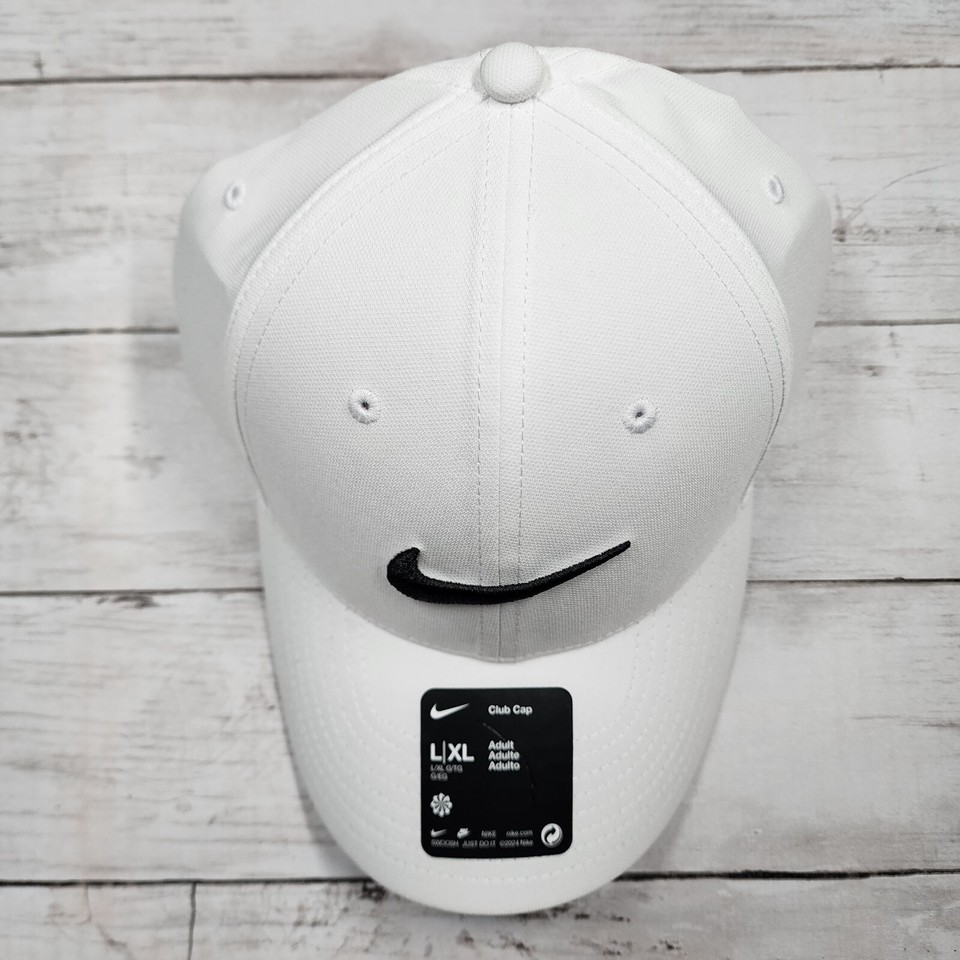 Nike Dri-FIT Club Structured Swoosh Cap White/Black FB5625-100 L/XL NWT ...