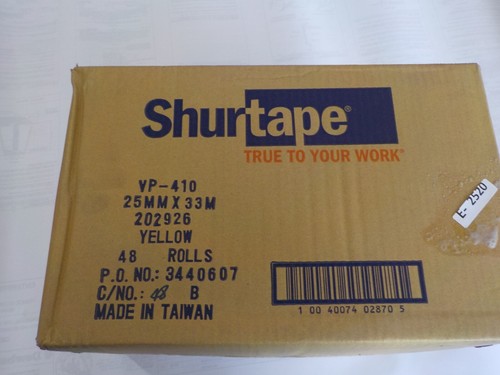 Shurtape VP 410 Yello Line Set & Masking Tape 25mm X 33 Meter Roll - 48 ...