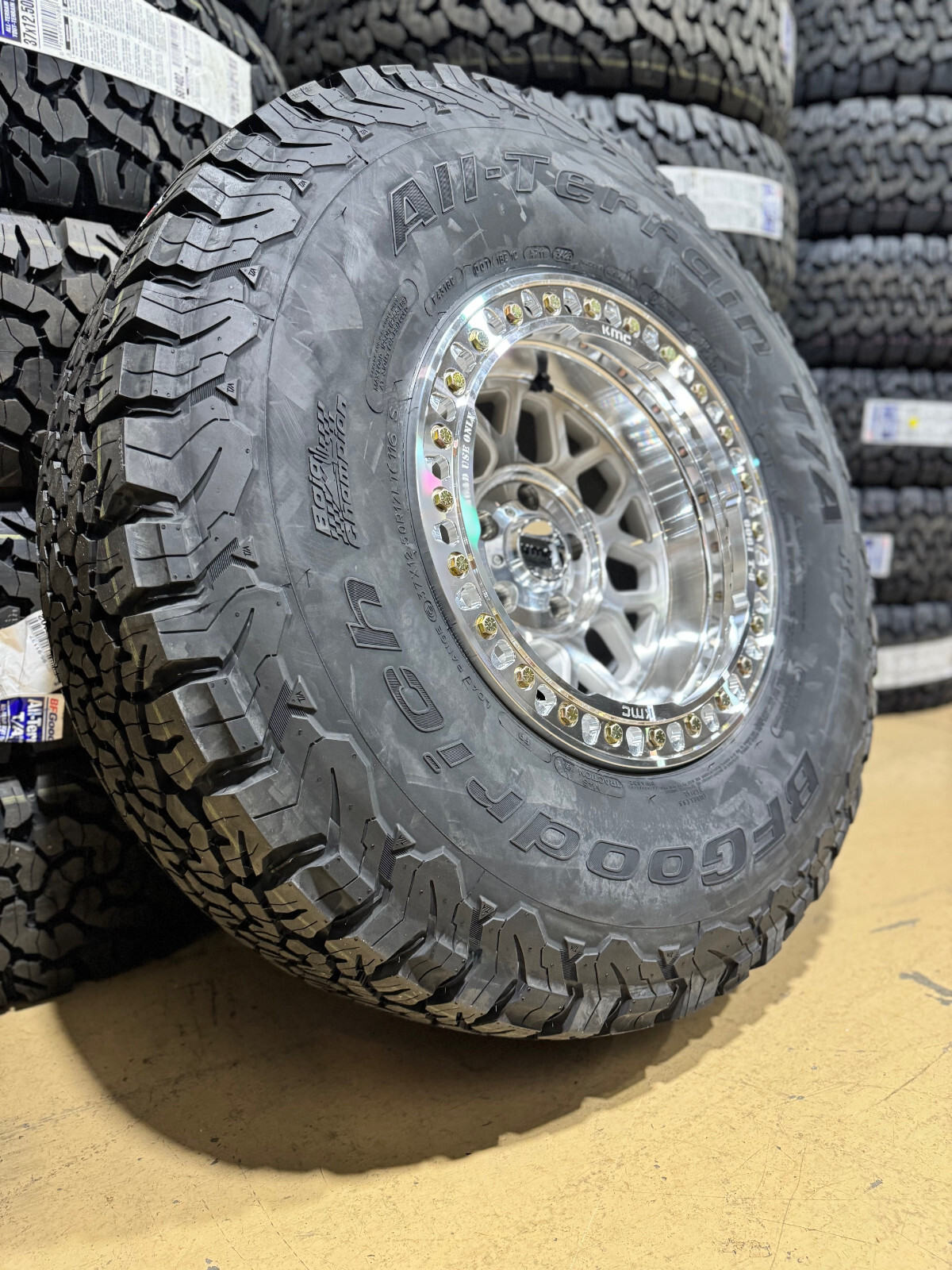 4 17x9 KMC KM235 Crawl Beadlock Wheels 37" BFG KO2 Tires 5x5 Jeep ...