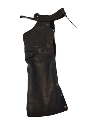 Leather King Motorcycle Chaps, size small, black leather, mesh lined ...