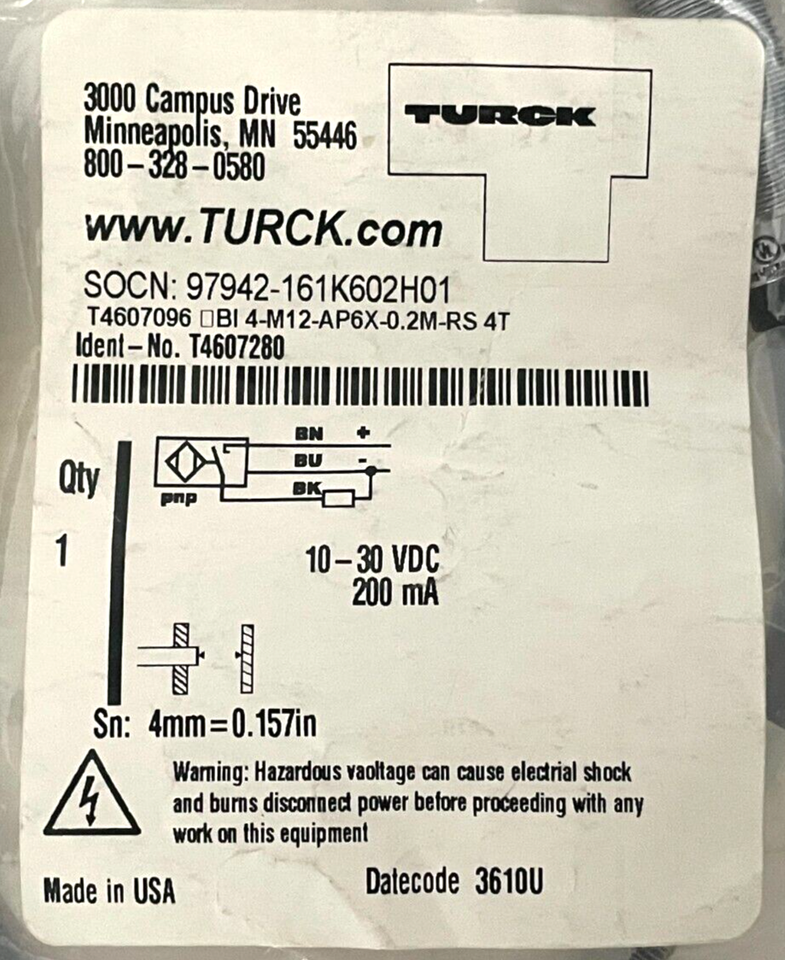 SEALED Turck BI4-M12-AP6X Proximity Switch | eBay