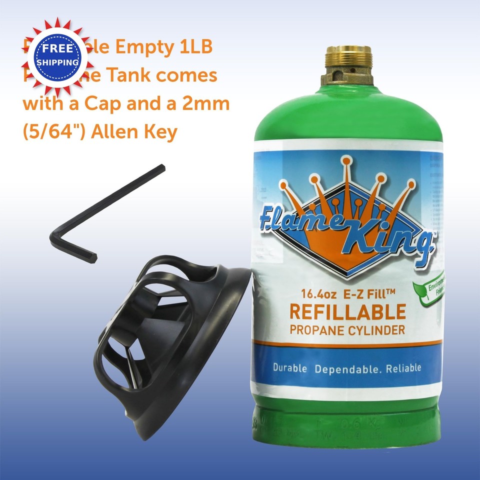 Flame King 1LB 4 oz Refillable Propane Tank 4 Pack Green DOT Compliant ...