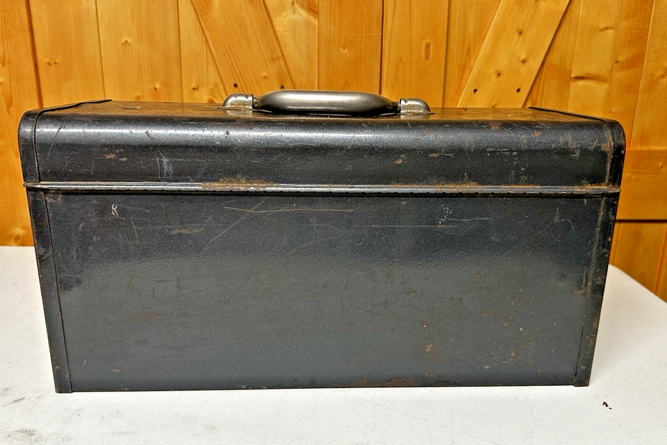 1950’s Vintage Crown Logo Craftsman Toolbox with Aluminum Handle & Deep ...