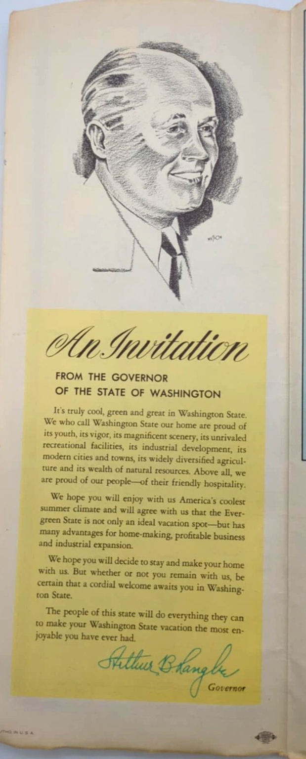 Original 1950 State Department Official Washington Highway Map Olympia ...