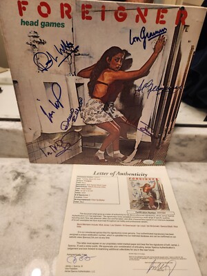 Autographed Foreigner Head Games Album/all 7..WOW!!...JSA Full Letter ...