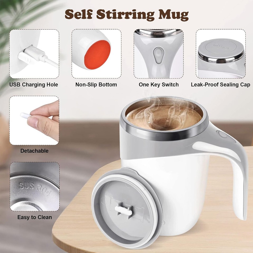 Self Stirring Mug,Rechargeable Auto Magnetic Stirring Coffee Cup ...