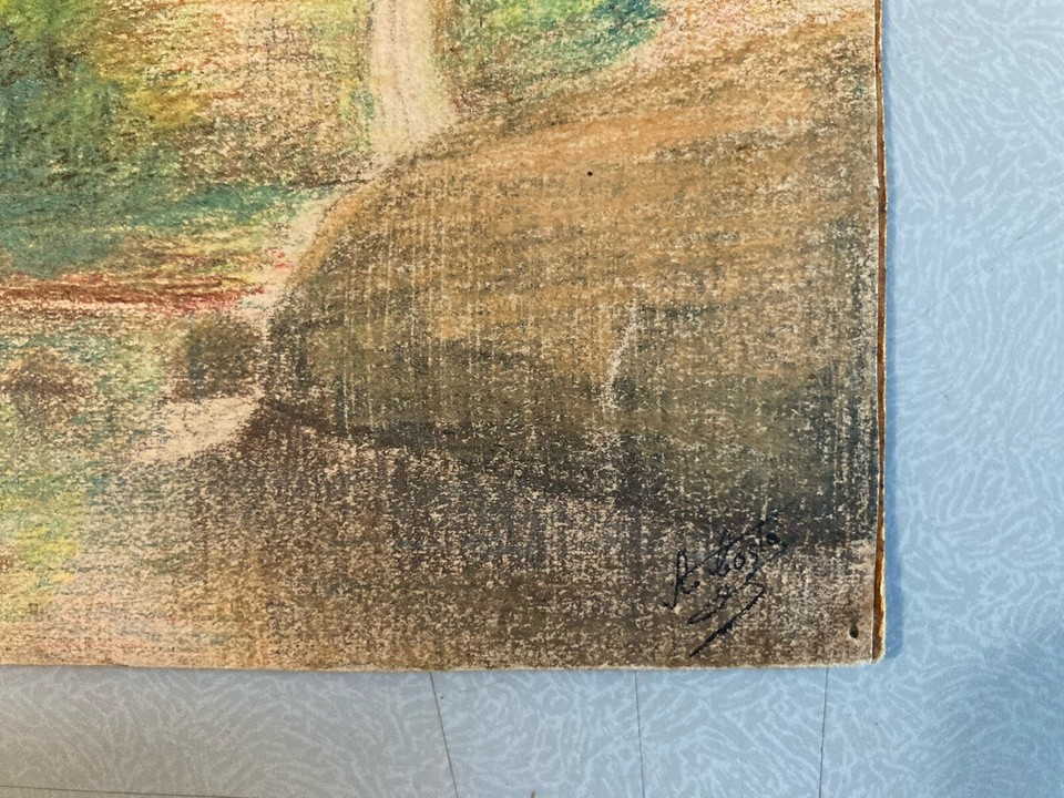 Very Nice Drawing 1909 Bridge Roman Lignon Pencil Landscape River ...