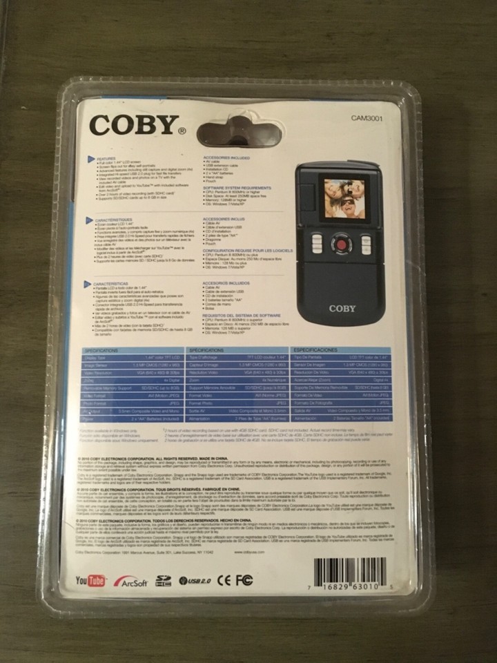 COBY SNAPP Digital Camcorder Pocket Size 4X Zoom CAM3001 2010 - NEW ...