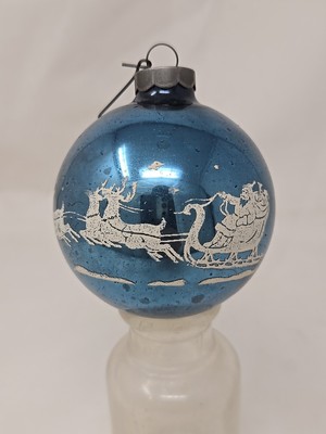 VTG Shiny Brite 3” Santa w/ Toys Sleigh Reindeer Glass Christmas ...