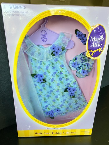 Magic Attic Club Doll Outfit Blue Floral Party Dress Sandals Wrap Hair ...