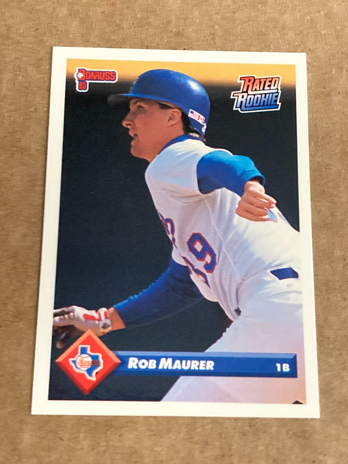 1993 Donruss ROB MAURER RC #584 vintage baseball card - Texas Rangers ...