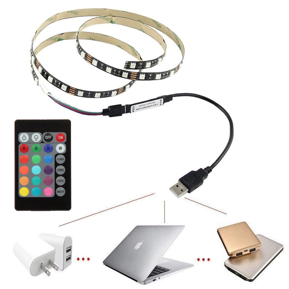 5V USB LED Strip Lights TV Back Light 5050 RGB Color Changing with ...