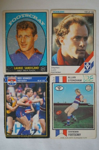 Footscray AFL-VFL Various Vintage Scanlens Football Cards x4 w/some ...