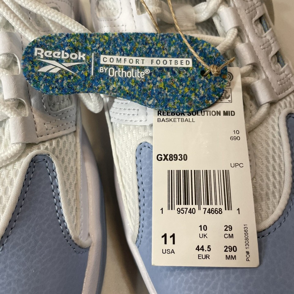 Reebok Solution Mid Nuggets White Fluid Blue Toxic Basketball Shoes Men ...