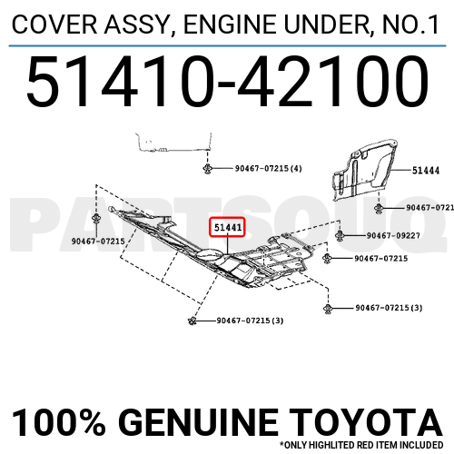5141042100 Genuine Toyota COVER ASSY, ENGINE UNDER, NO.1 51410-42100 | eBay