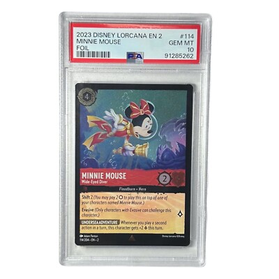 2023 Disney Lorcana EN 2 Foil Minnie Mouse Wide-Eyed Diver #114 PSA 10 ...