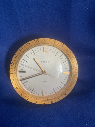 Vintage Relide Mid-century Brass Desk Angled Quartz World Clock | eBay