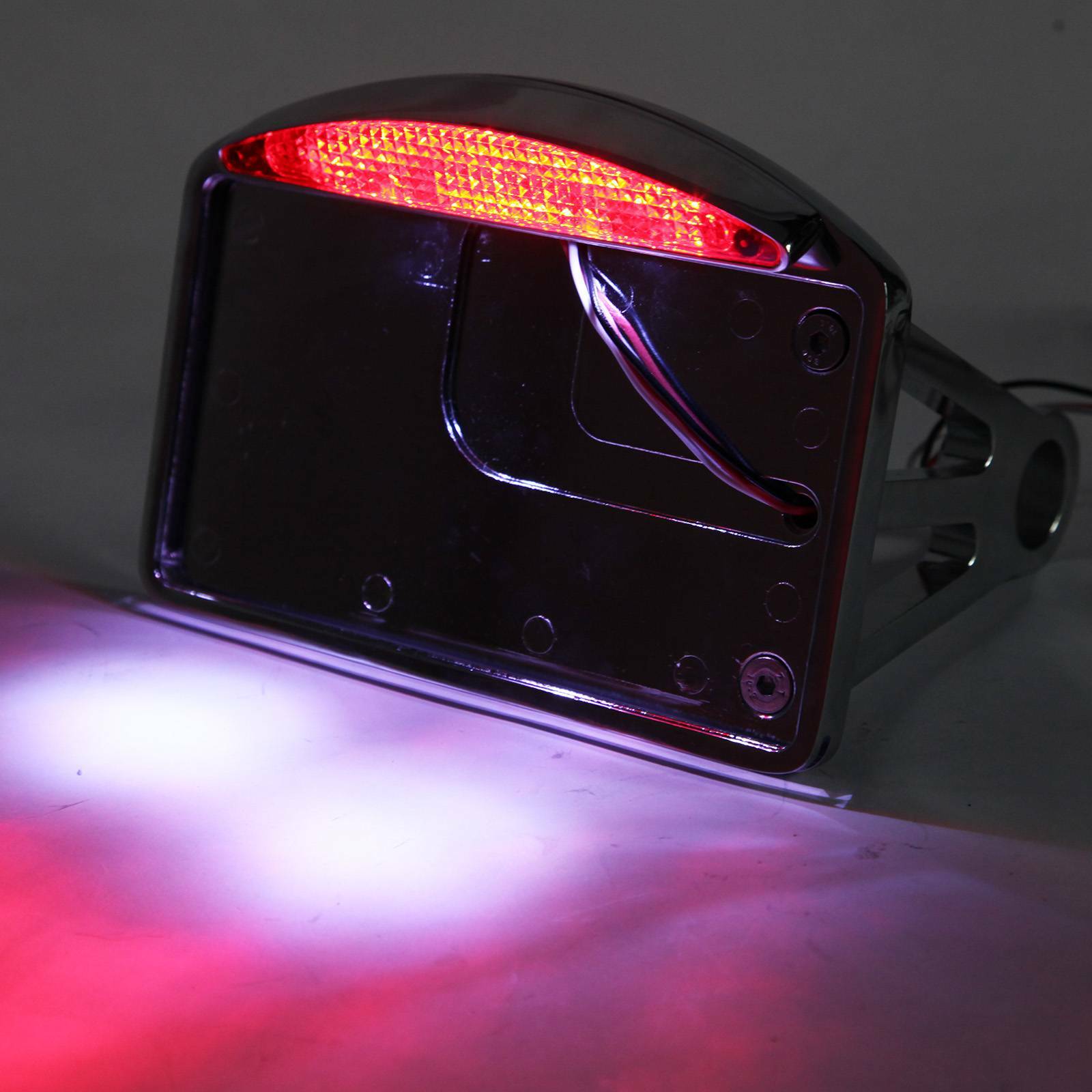 Chrome Metal Motorcycle License Plate Frame Brake LED Light For Harley ...