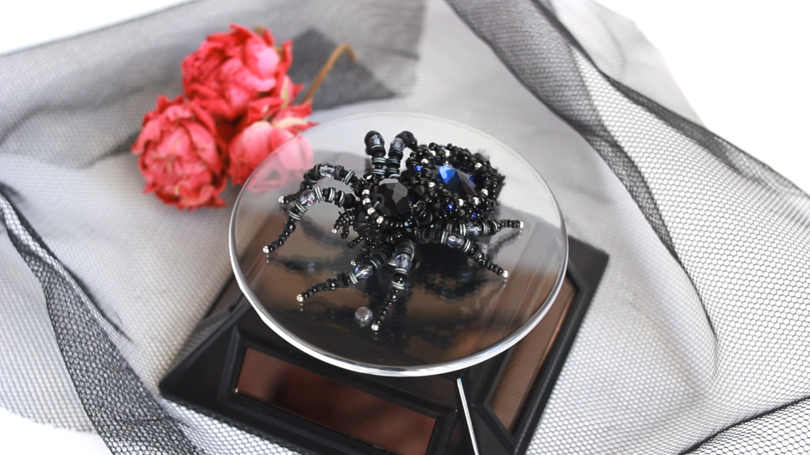 Black Blue Crystal spider brooch Gothic jewelry Embroidered pin gift | eBay