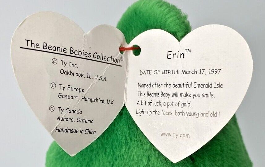 1997 Ty Beanie Baby "Erin" Retired Shamrock Bear BB21 E2 | eBay