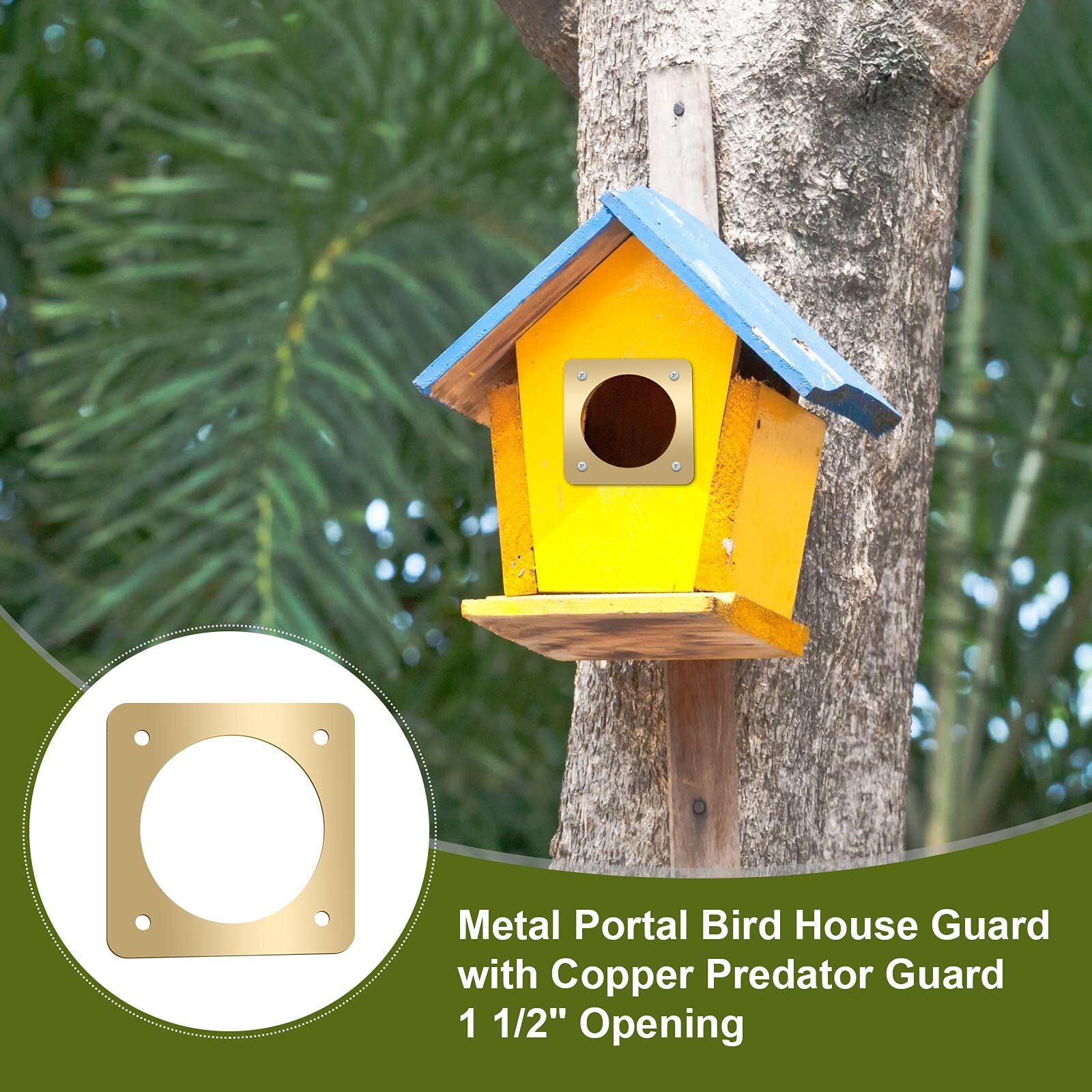12 Pieces Metal Bird House Guard with Copper Portal Bird House Hole ...