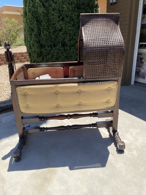 Antique Victorian Bassinet Rattan Cot/Baby Crib 19th Century | eBay