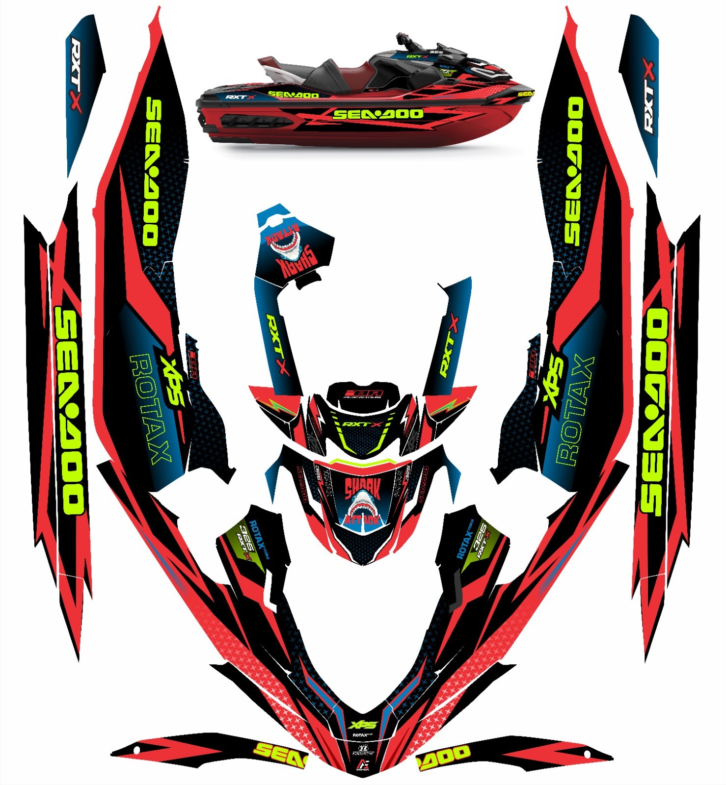 SEADOO GTX LIMITED / RXT X 300 / RXT 230 / WAKE PRO 230 - Set Decals ...