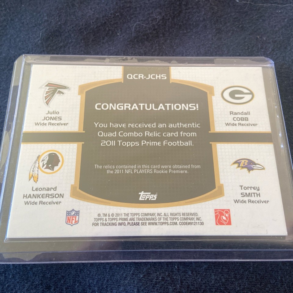 MINT 2011 Topps Prime Quad Jersey Relics GREEN/JONES/COBB/Hankerson/350 ...