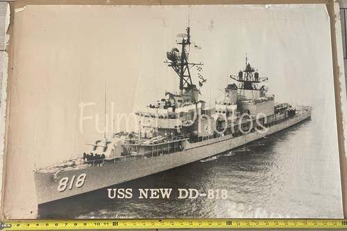 Rare VTG 24x36” B&W Poster Sized PHOTO USS NEW DD-818 Naval Destroyer ...