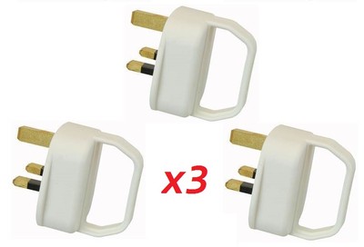 3x WHITE Easy Pull 13A Plugs Handle Arthritis Mobility Disability Aid ...