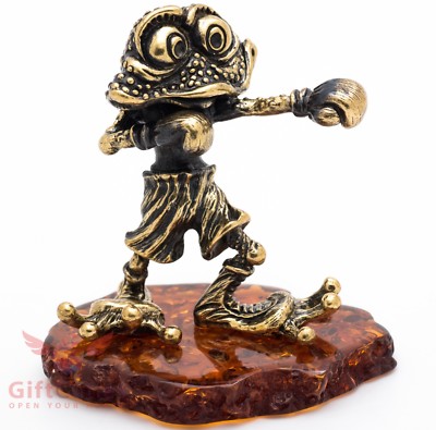 Solid Brass Amber Figurine of Boxer Frog in boxing gloves IronWork | eBay