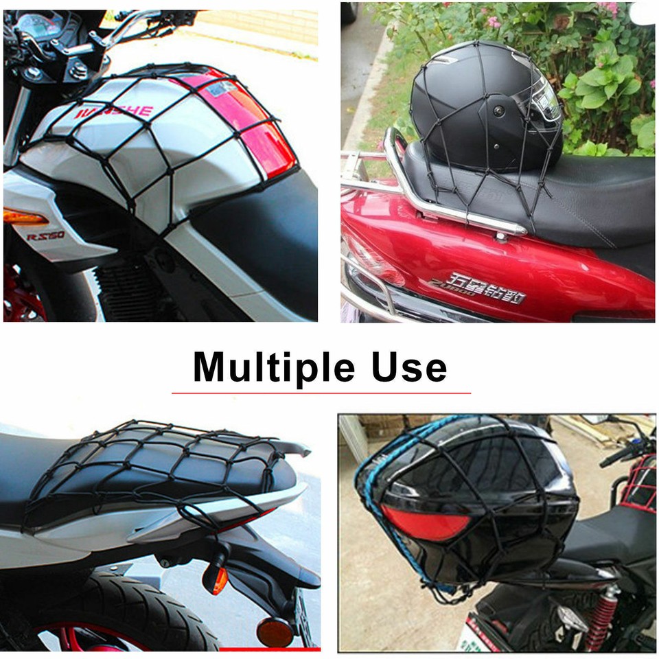 Bicycle Motorcycle Bike Rear Rack Transport Bungee Cord Cargo Net Hooks ...