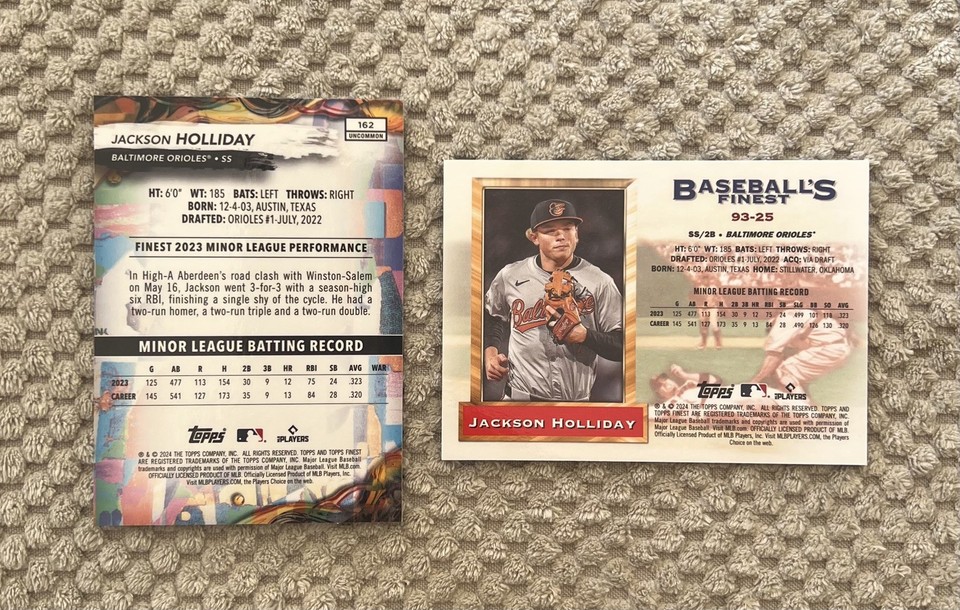 2024 Topps Finest Jackson Holliday Checkerboard X-fractor and Rookie ...