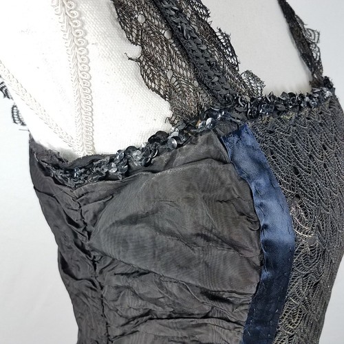 Gunne Sax Jessica McClintock Burlesque Dress Black Gold Sequins Grunge ...